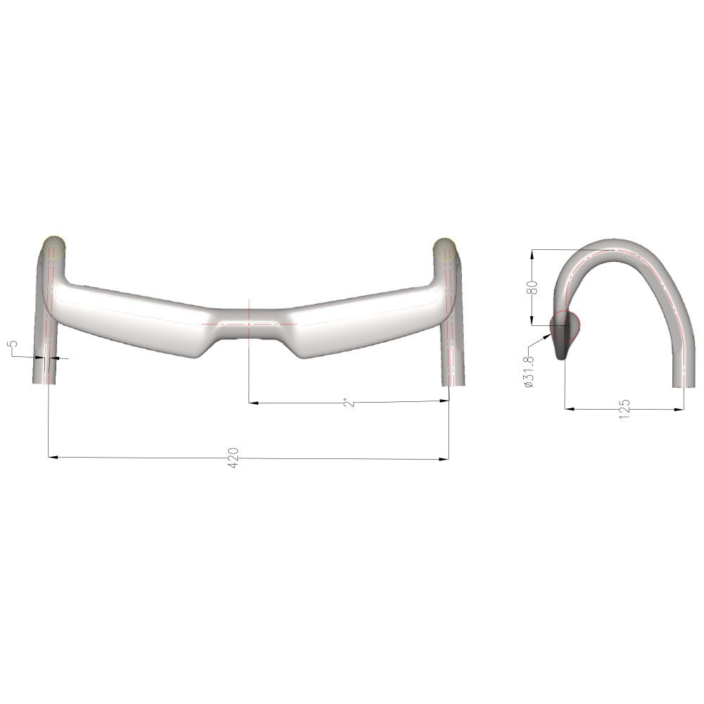 Internal Routing Road Bike Handlebar HBA9 | ICAN Wheels